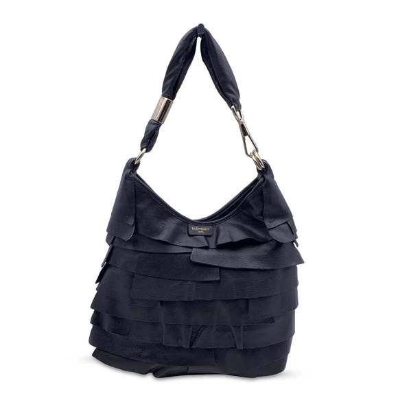Yves Saint Laurent | Bags | Yves Saint Laurent Black Ruffled Leather St ...